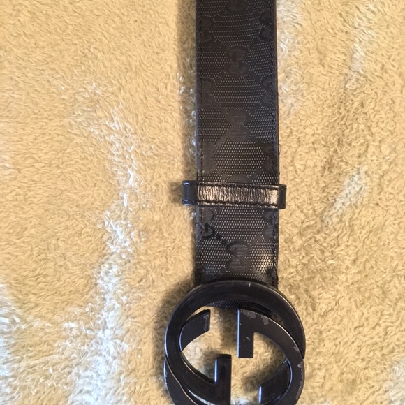 Gucci | Accessories | Gucci All Black Belt With Gucci Lettering On Belt ...